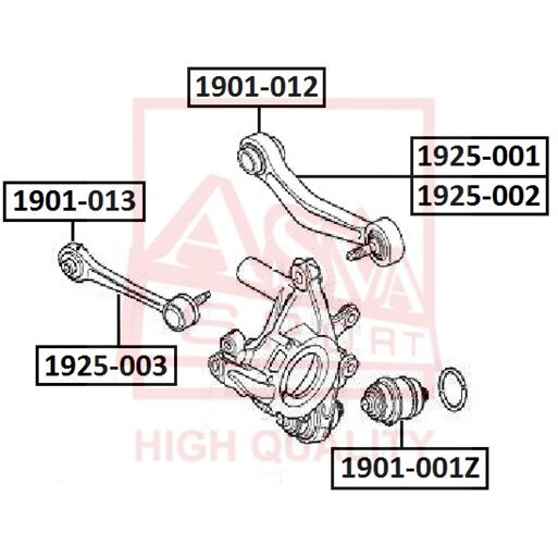 Сайлентблок рычага подвески для автомобиля BMW БМВ, ASVA 1901-001Z (1 шт.)