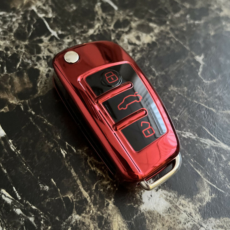 Чехол для ключа Audi из ТПУ красный глянец