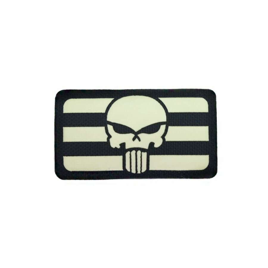 Нашивка патч Punisher флаг 5*9см Black/Светящийся люминисцент, П065