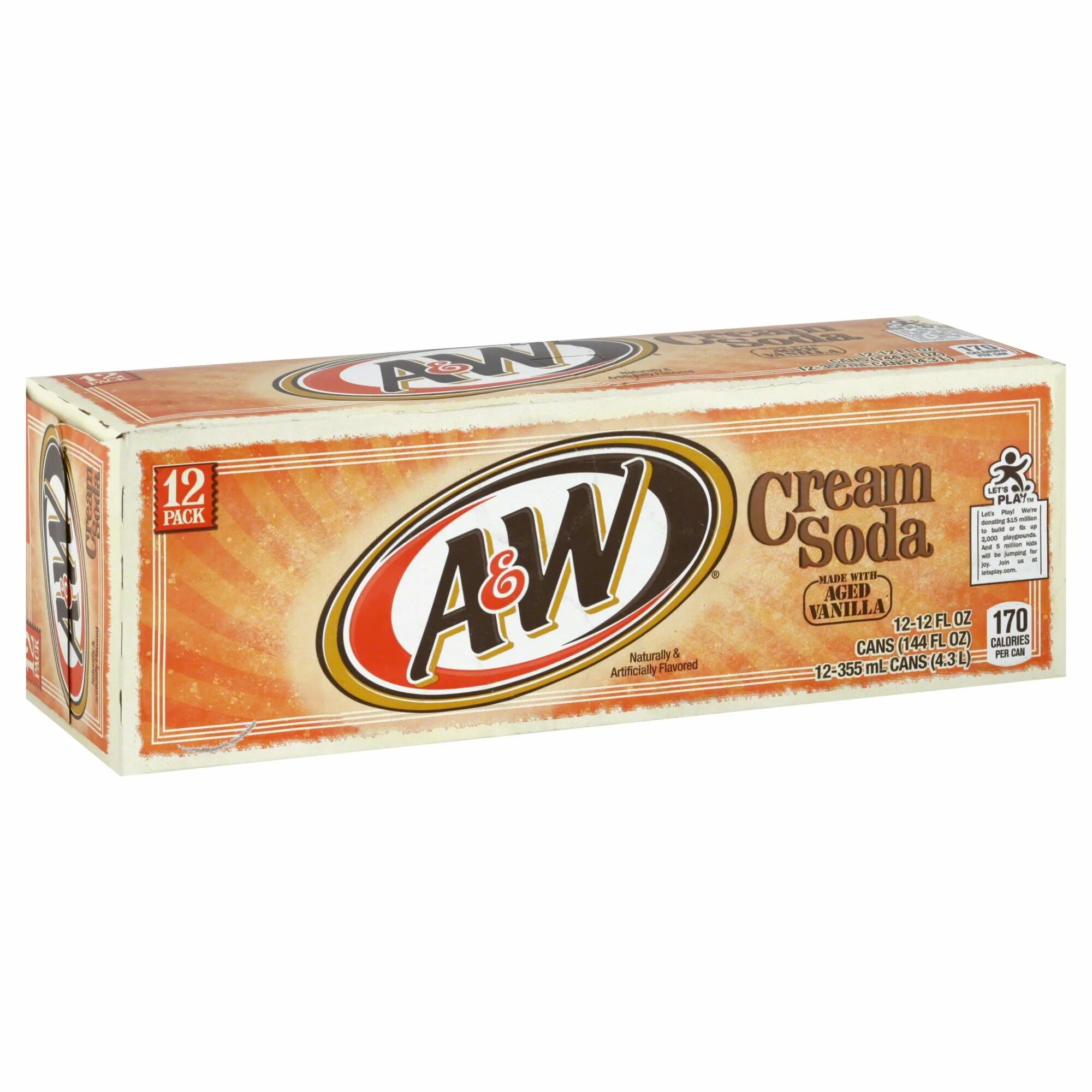 Напиток газированный A&W Cream Soda (АВ Крем сода), США, 355 мл. 12шт