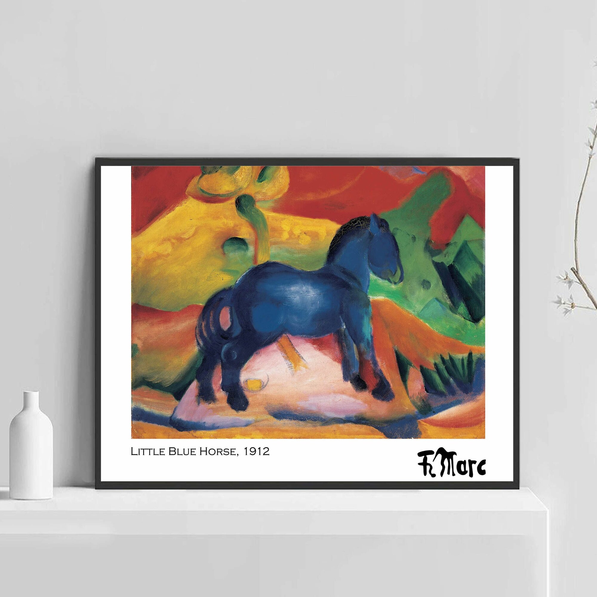 Интерьерный плакат Маленькая синяя лошадь Франц Марк, без рамы, размер А2