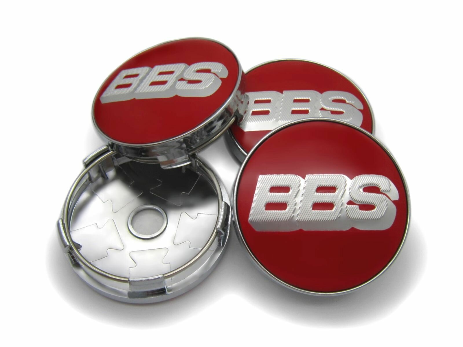 Колпачки, заглушки на литые диски BBS red 60/56 мм, комплект 4 шт.