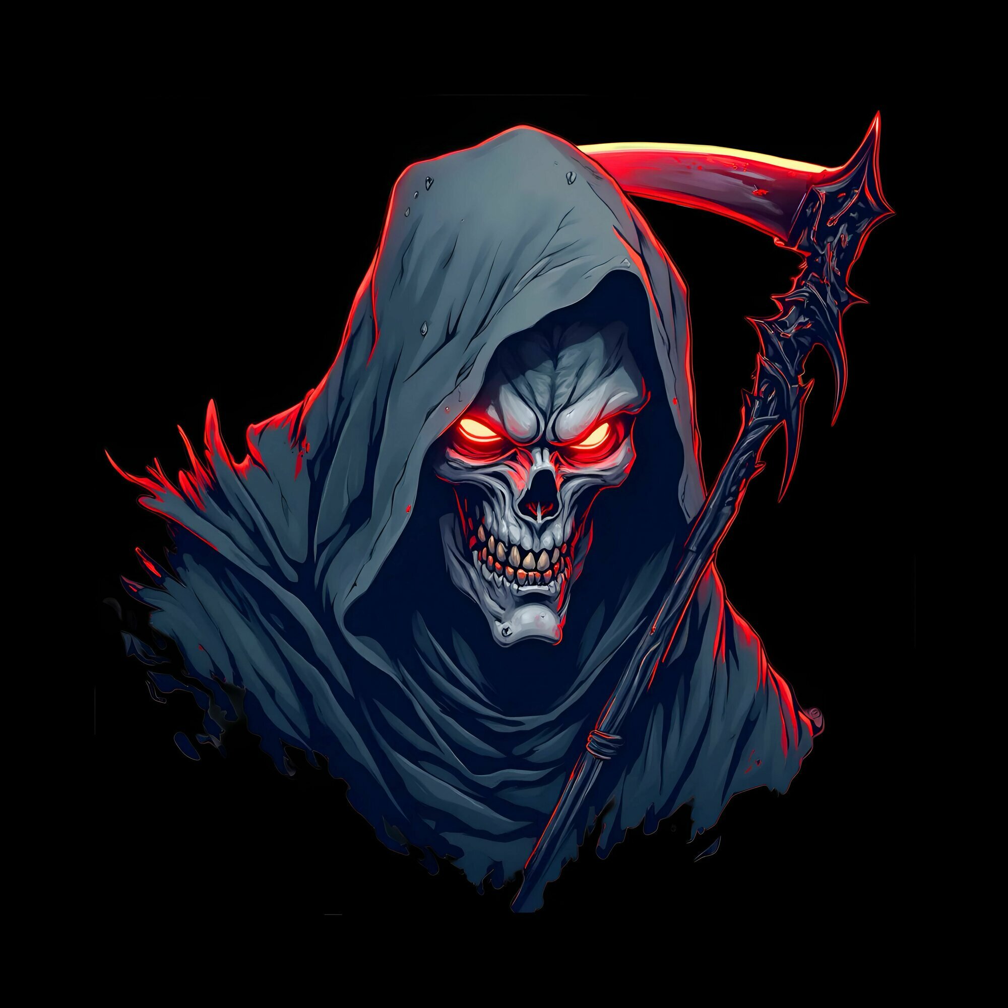 Шеврон на липучке Grim Reaper Жнец черный неон