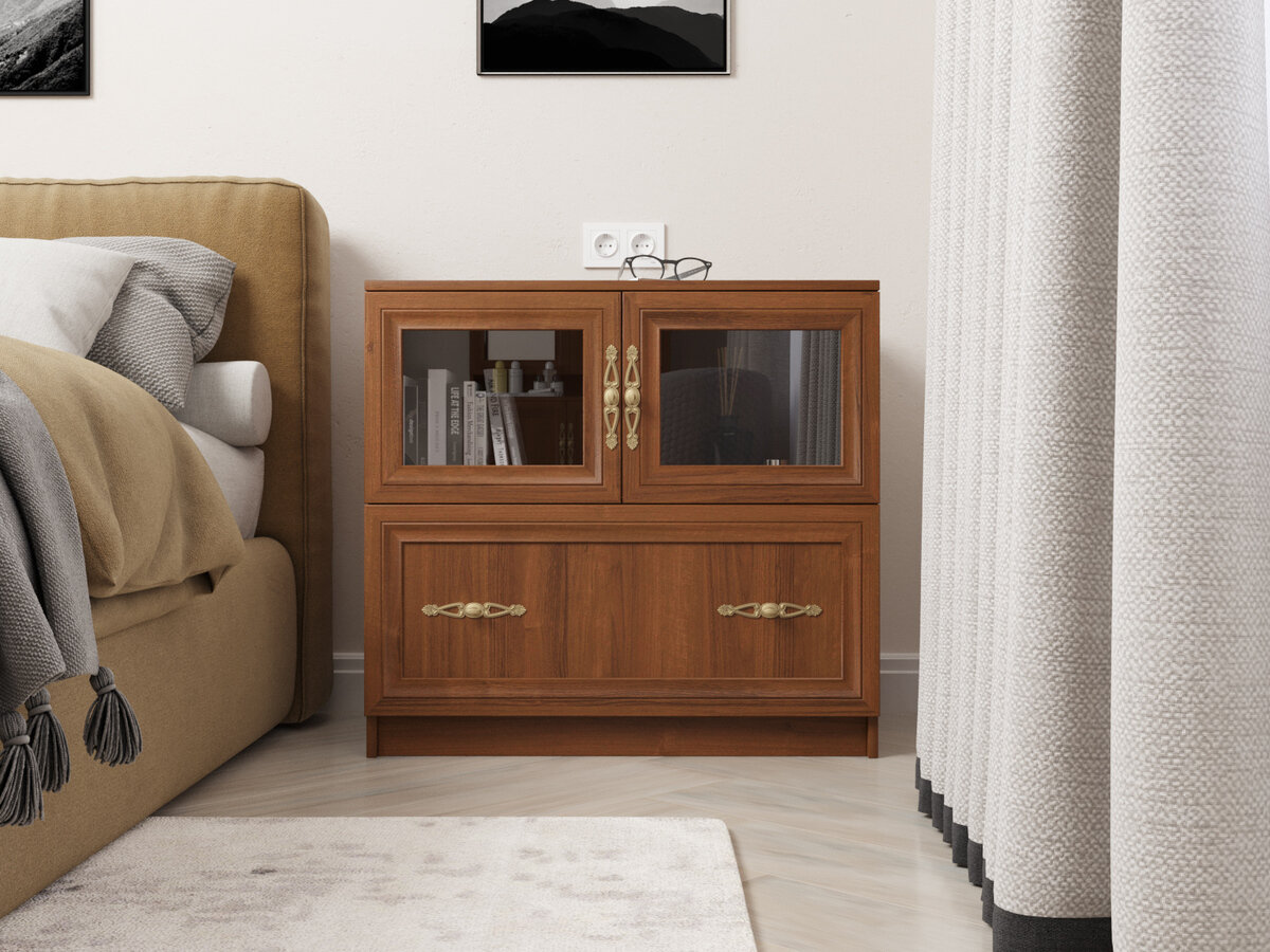 Комод Карлос-026 Орех Экко для одежды двухдверный 80*74.5*45