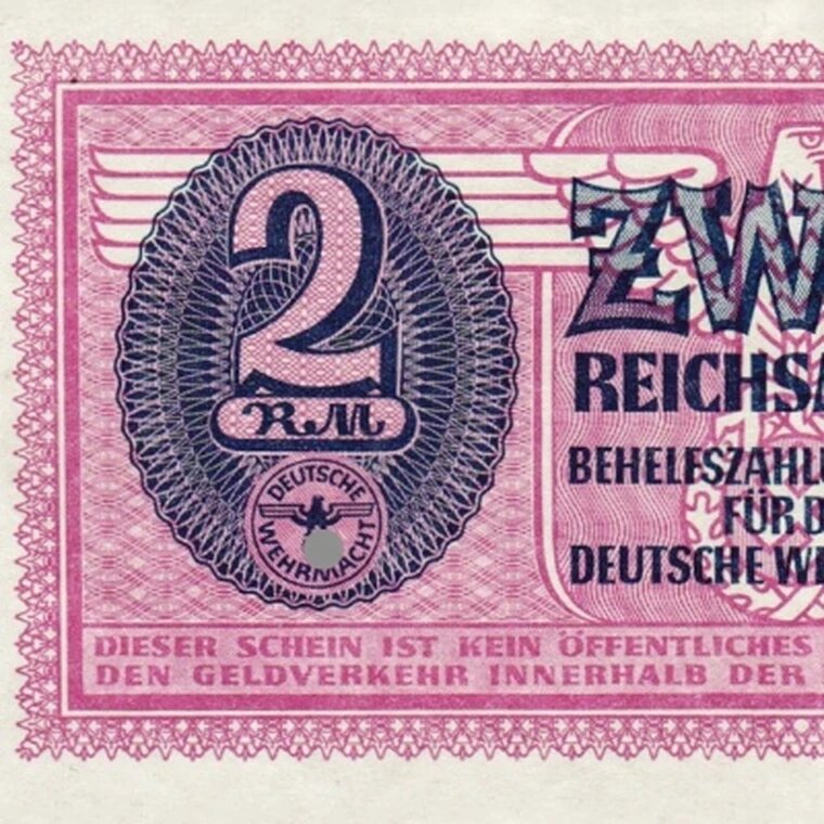 2 рейхсмарки 1942 для военнослужащих Вермахта, сувенирная копия, банкноты и купюры редкие коллекционные