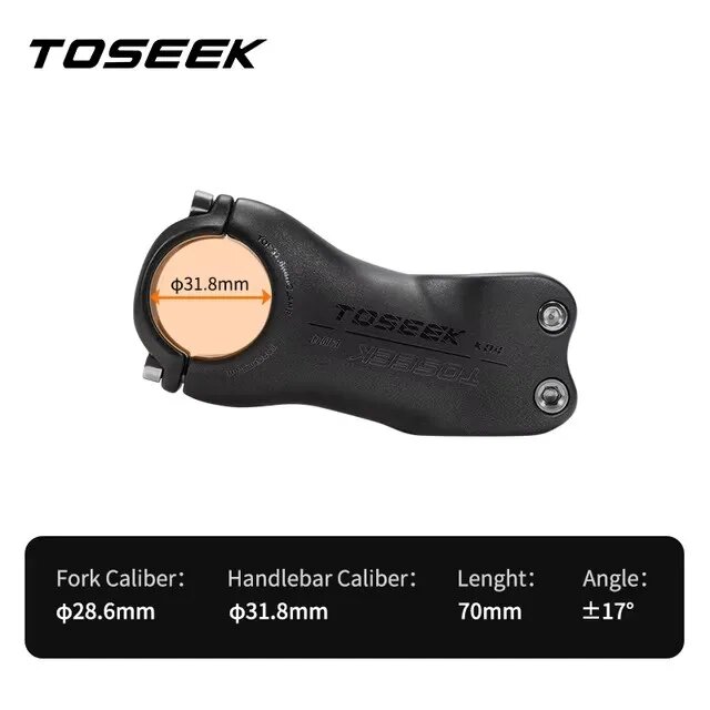 TOSEEK Вынос для велосипеда 31.8 мм, 70 мм, ±17°, черный