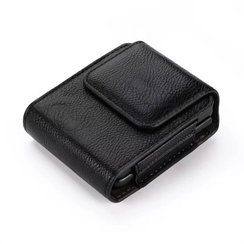 Для Samsung Galaxy Z Flip6 Flip5 Flip4 Flip3 Flip2 5G Чехол-кобура с зажимом для ремня, Кожаная поясная сумка Motorola Razr 40, сумка для телефона черный, Motorola Razr 2022