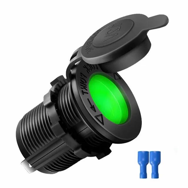 Автомобильный прикуриватель 12-24 В, водонепроницаемый штепсель, подходит для лодки, автомобиля, мотоцикла, трактора, электрическая розетка и автомобильные аксессуары Green