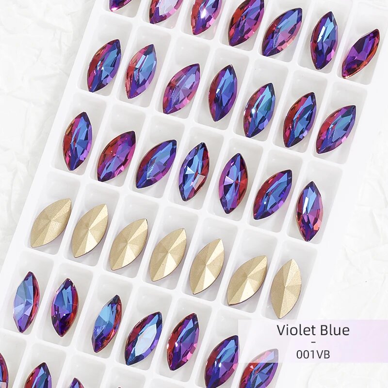 Стразы K9 стекло YICHUAN Фиолетовый, 7x15mm 10pcs, Violet Blue