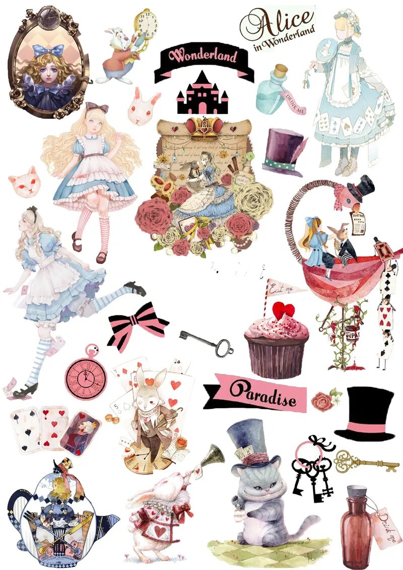 Стикеры Alice in Wonderland, 25 шт, цвет 197