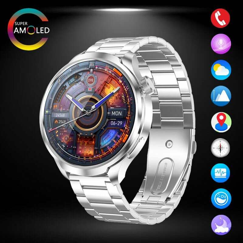 2024 Прочные умные часы мужские наручные часы с альтиметр барометр, Компас, GPS-трек движения, водонепроницаемый IP67