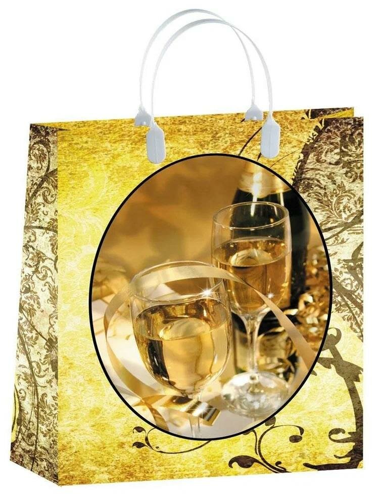 Пакет подарочный Сервисторг 320х420 мм, с пластиковой ручкой, Новый год! (BAL 55)