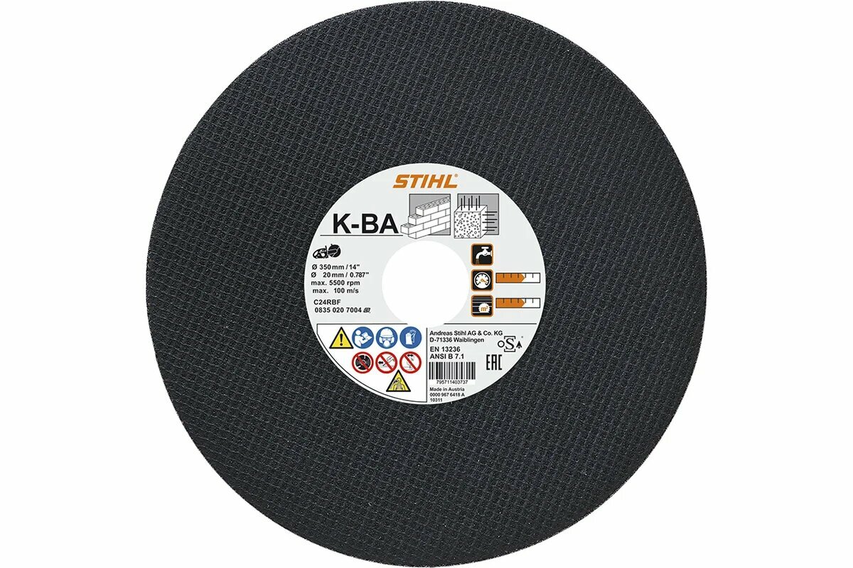 Stihl абразивный отрезной круг из синтетической смолы B 350 мм DE/FR/GB 0835-020-7001