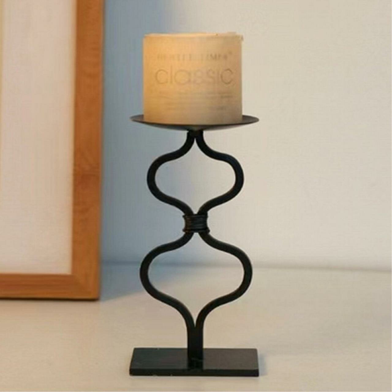 Подсвечник Мультидом "Грация", настольный, металл, черный, 18,5x8 см