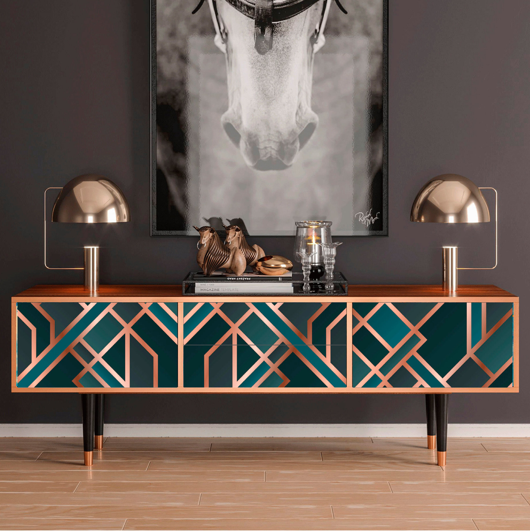 ТВ-Тумба - STORYZ - T4 Bronze Crossroad, Размер - 170 x 59 x 48 см, Цвет корпуса - , Орех