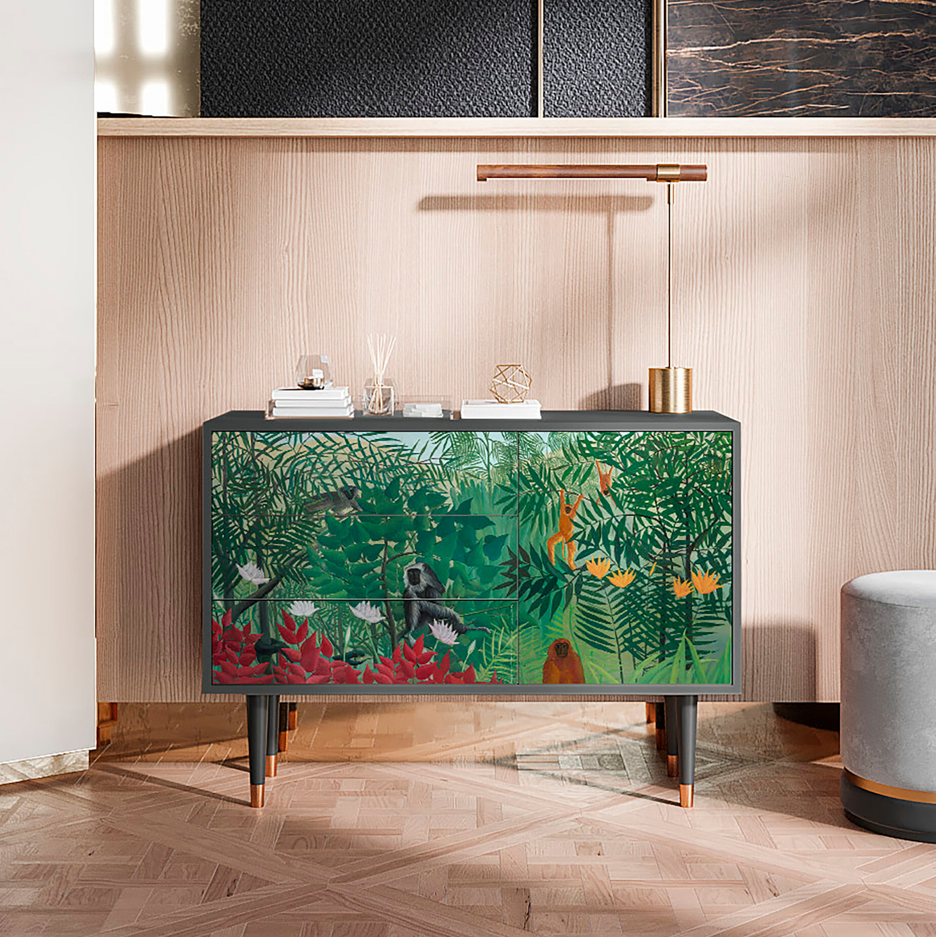Комод - STORYZ - S3 Jungles in Paris by Henri Rousseau , Размер - 115 x 84 x 41 см, Цвет корпуса - , Антрацит