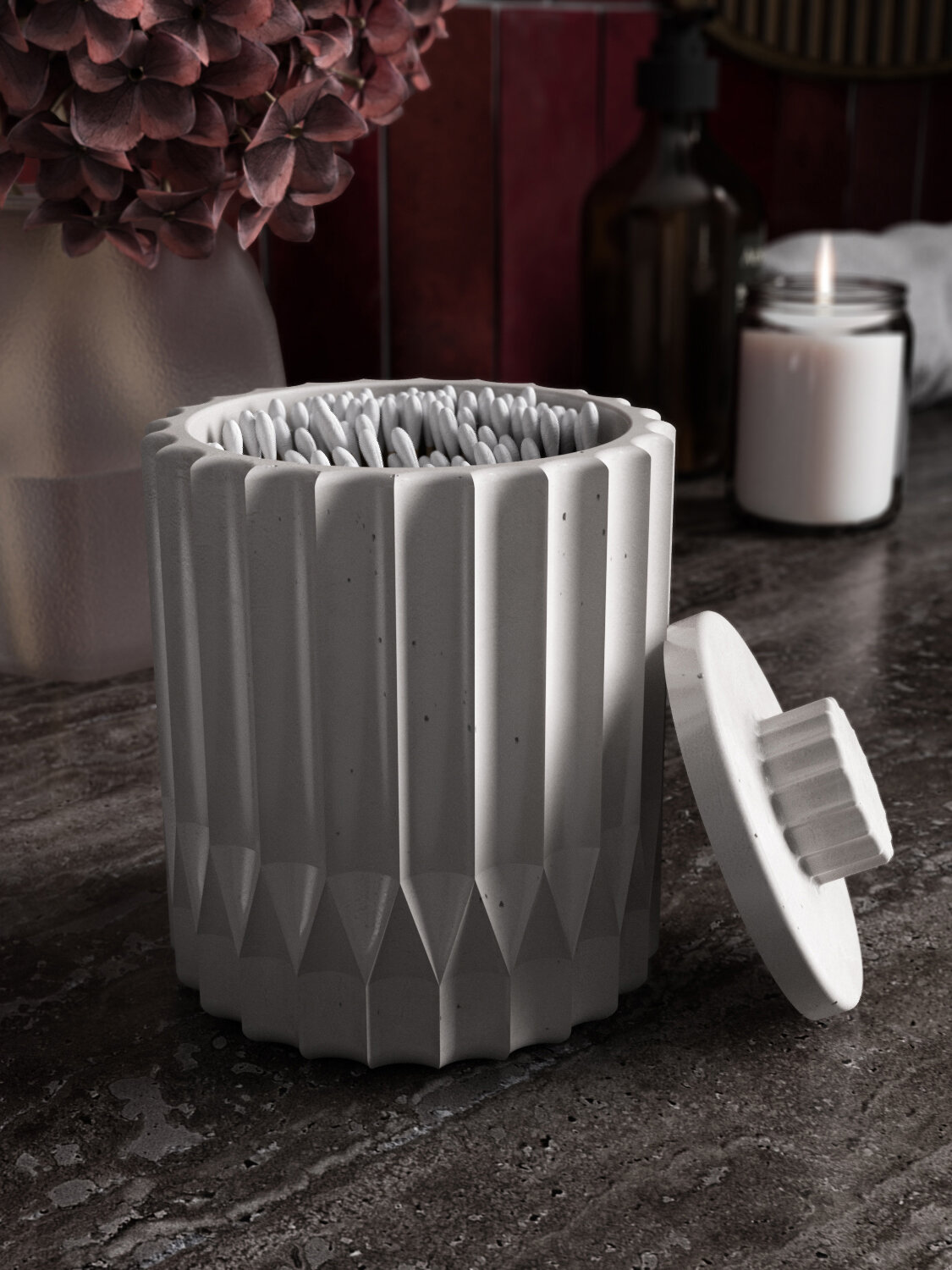 Органайзер для ванной комнаты, для ватных дисков и палочек San Marino серый глянцевый.