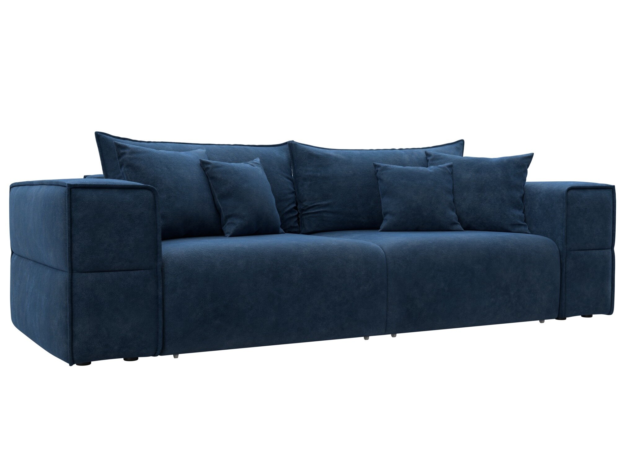 Диван прямой Лига-058 НПБ, 4-местный, размер: 270х114х80см, спальное место: 163х200см, велюр, BRUT 11 синий