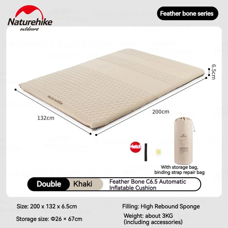 Naturehike матрас надувной C6.5 Double хаки