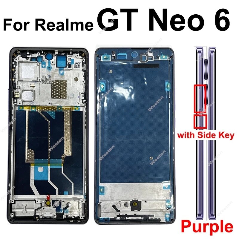 Для Realme GT 6 6T GT Neo 6 Neo6 Se Средний корпус Передняя ЖК-рамка Держатель средней рамки Крышка корпуса Запчасти