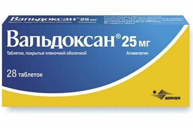 Вальдоксан, таблетки покрыт. плен. об. 25 мг, 28 шт.
