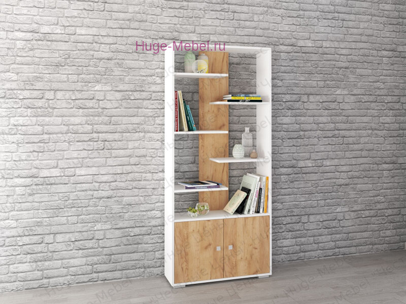 Стеллаж Ромео-4 крафт/белый Huge Mebel . Ширина 800 Высота 1800. Стеллажи