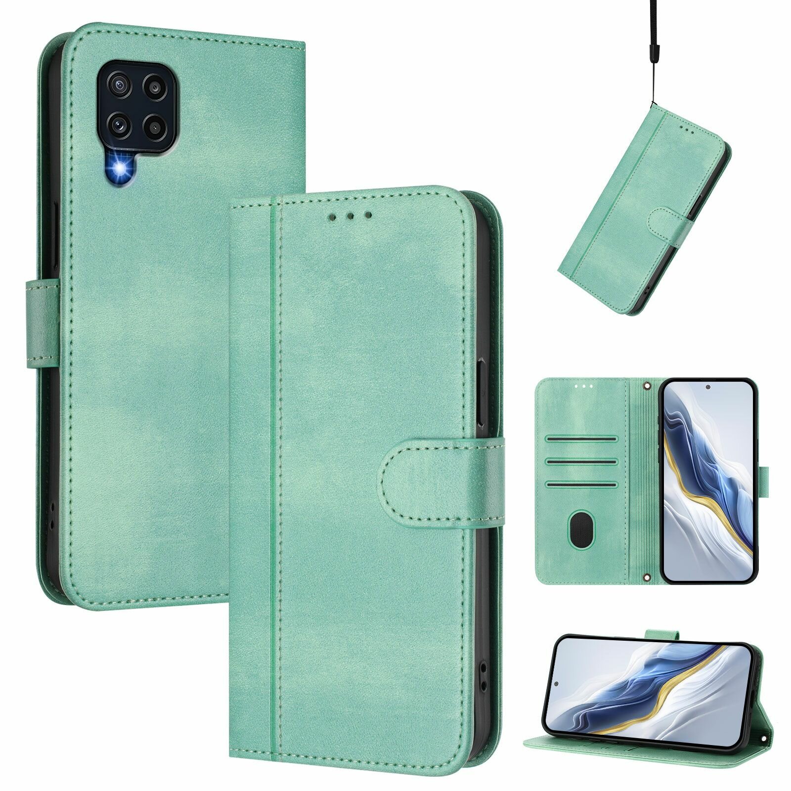 Модный кожаный чехол для Samsung Galaxy M32 4G, M22 (Самсунг Галакси M32 4G, M22), защитный чехол-кошелек для телефона, чехол-книжка с держателем для карт с магнитной застежкой.