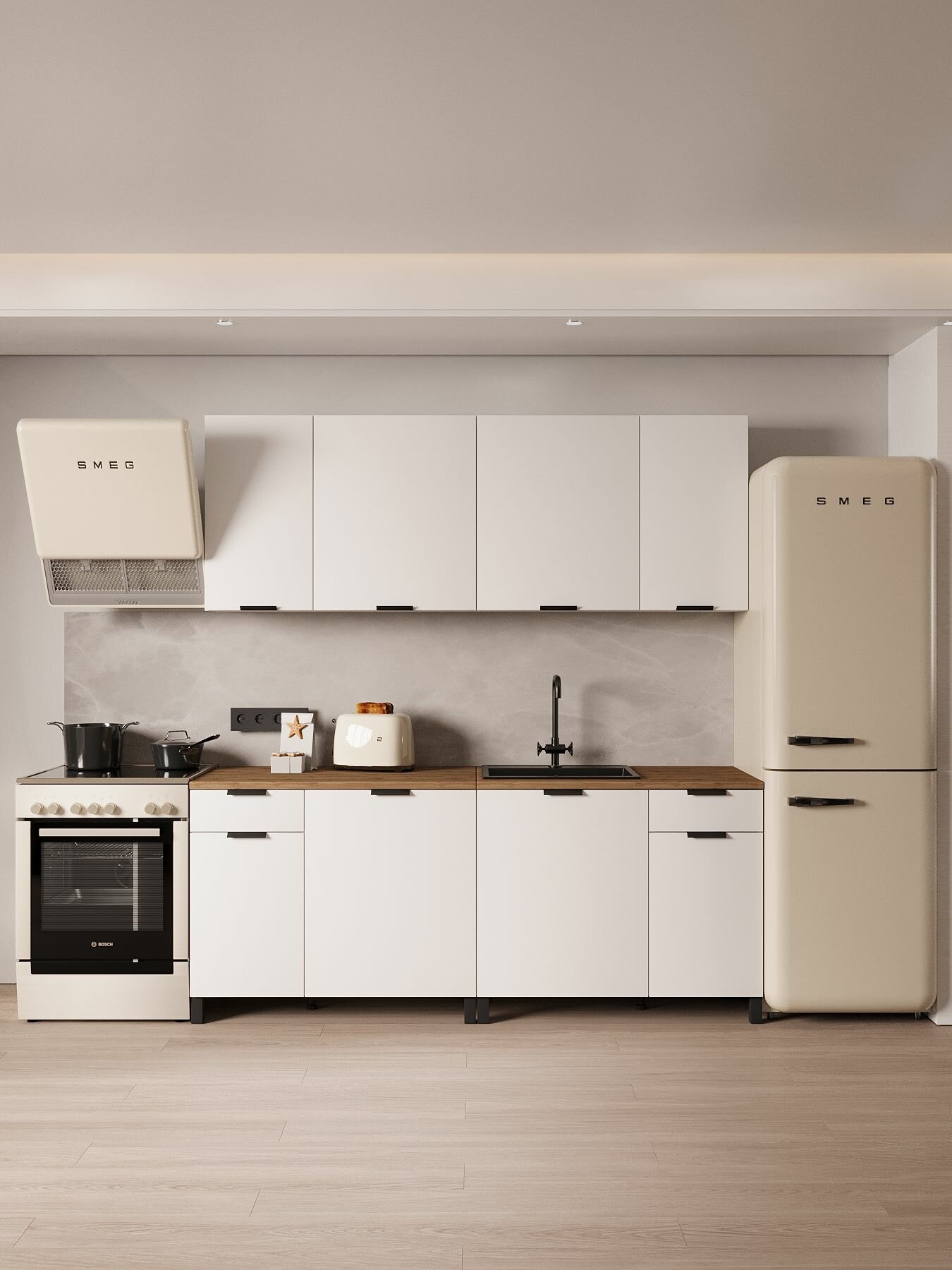 Кухонный гарнитур 2м ЛДСП Венера белый со столешницей