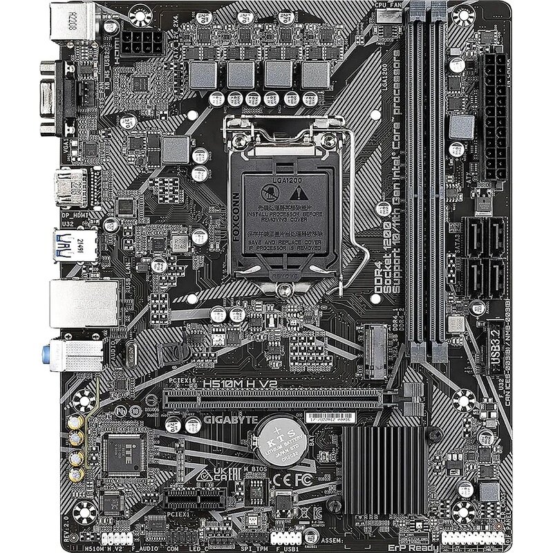 Материнская плата Gigabyte H510M H V2 2.0, Q470, 2xDDR4, s1200, mATX