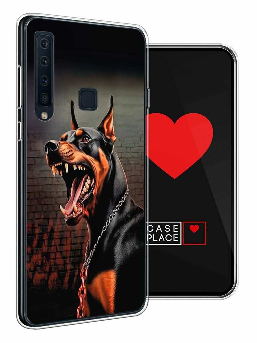Чехол на Samsung Galaxy A9 2018 / Самсунг Галакси А9 2018 с принтом "Доберман с цепью" — фото 1