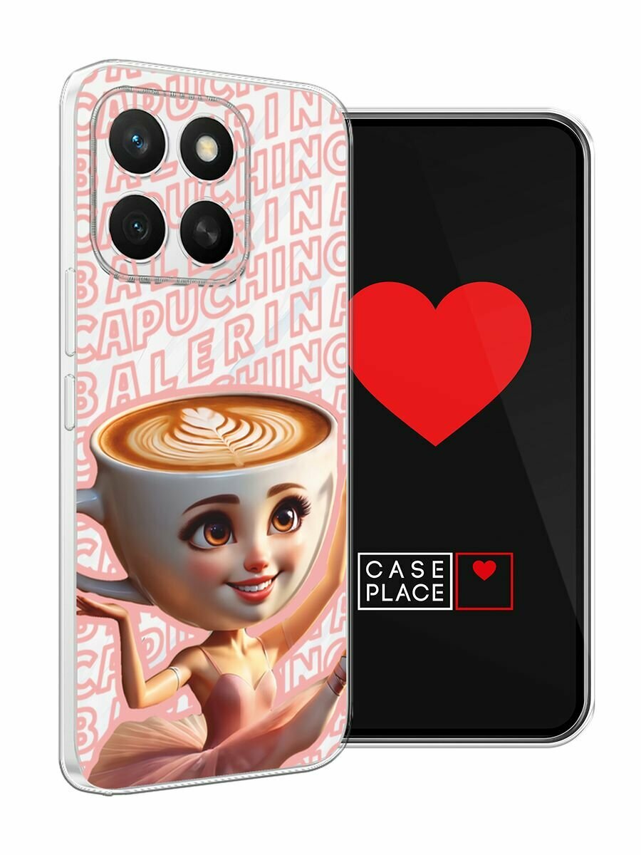 Чехол на Honor X8c / Хонор X8c с принтом "Балерина капучино 2", прозрачный — фото 1