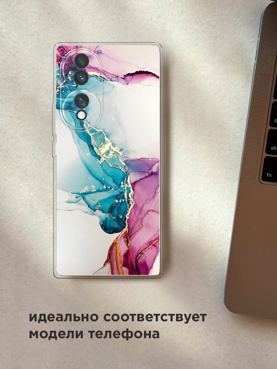 Чехол на Honor 70 / Хонор 70 с принтом "Розовые разводы рисунок" — фото 1
