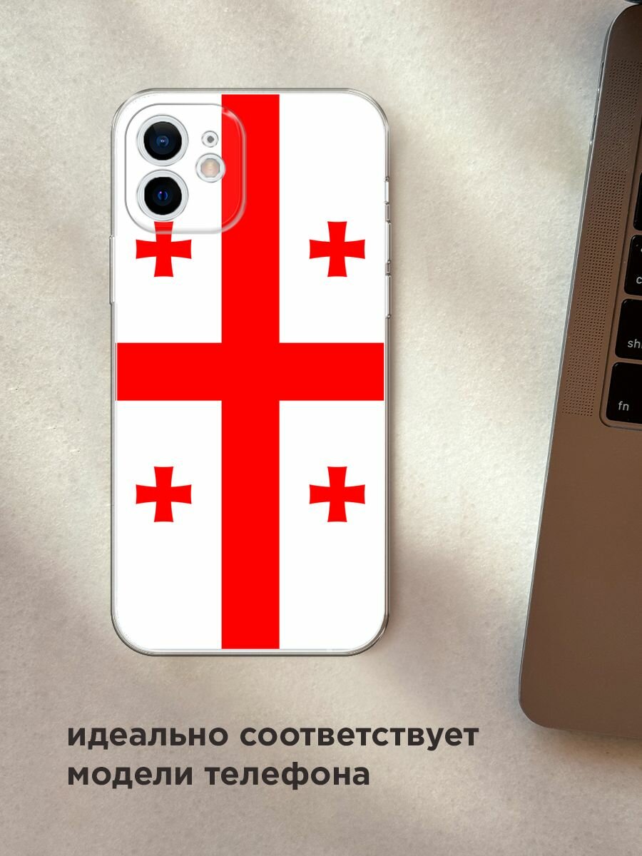 Чехол на Apple iPhone 12 mini / Айфон 12 Мини с принтом "Флаг Грузии" — фото 1