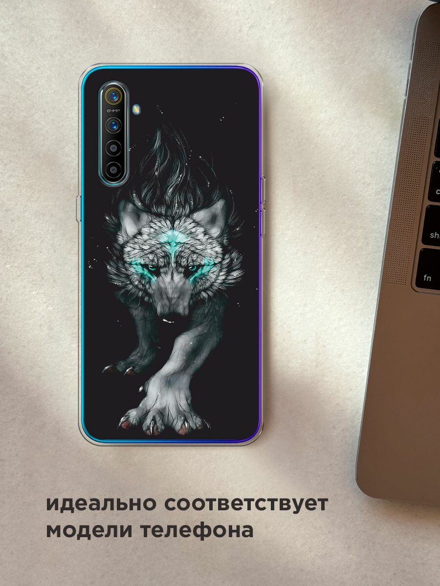 Силиконовый чехол на Realme XT / Реалми XT с принтом "Крадущийся волк" — фото 1
