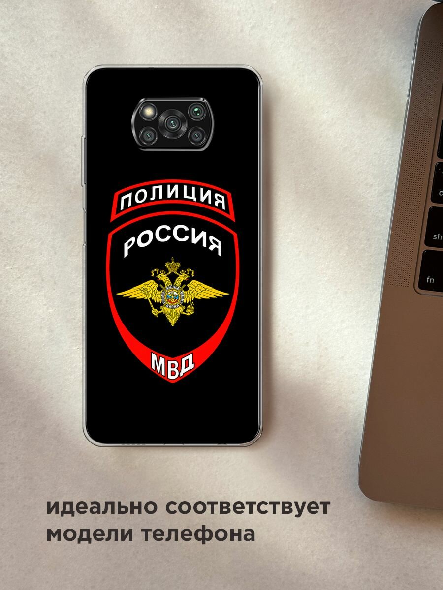 Чехол на Xiaomi Poco X3/X3 Pro / Поко X3/X3 Pro с принтом "Эмблема Полиции" — фото 1
