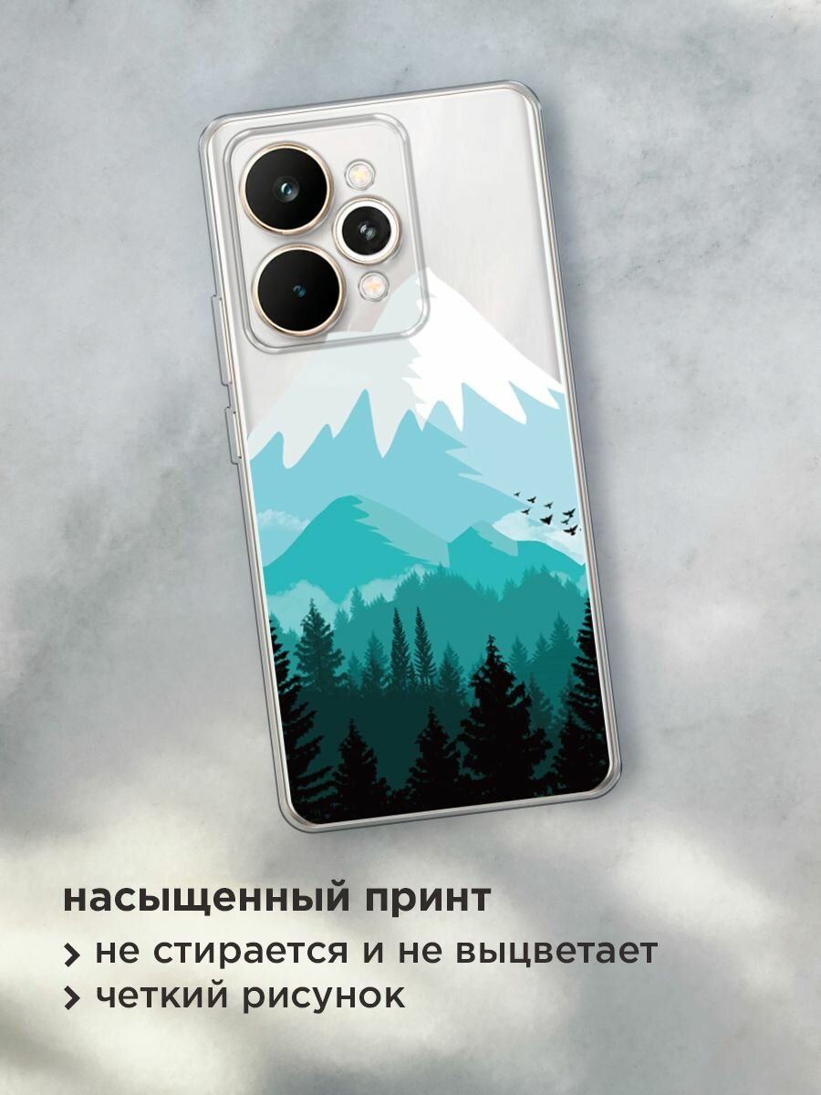 Чехол на Realme 15 Pro / Реалми 15 Про с принтом "Синяя снежная гора", прозрачный — фото 1
