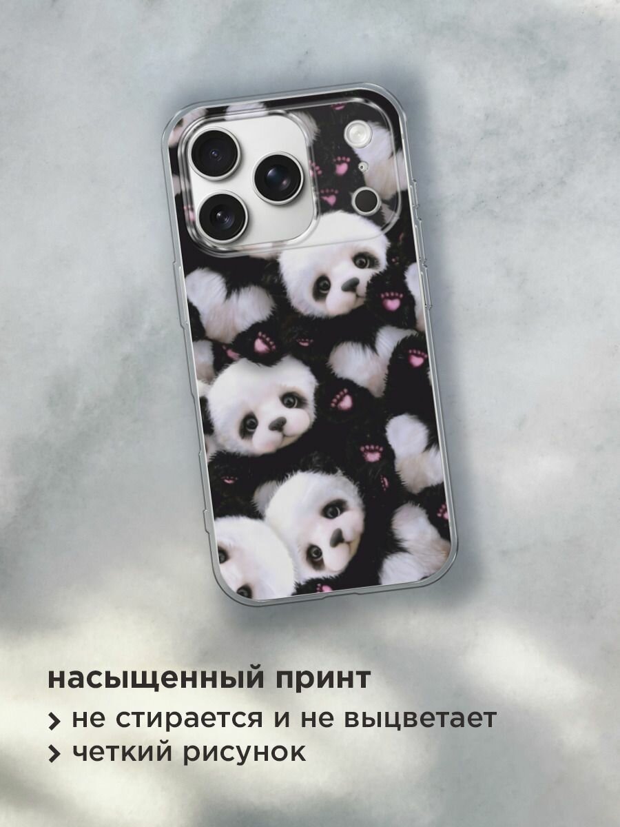 Чехол на Apple iPhone 17 Pro / Айфон 17 Про с принтом "Море панд" — фото 1