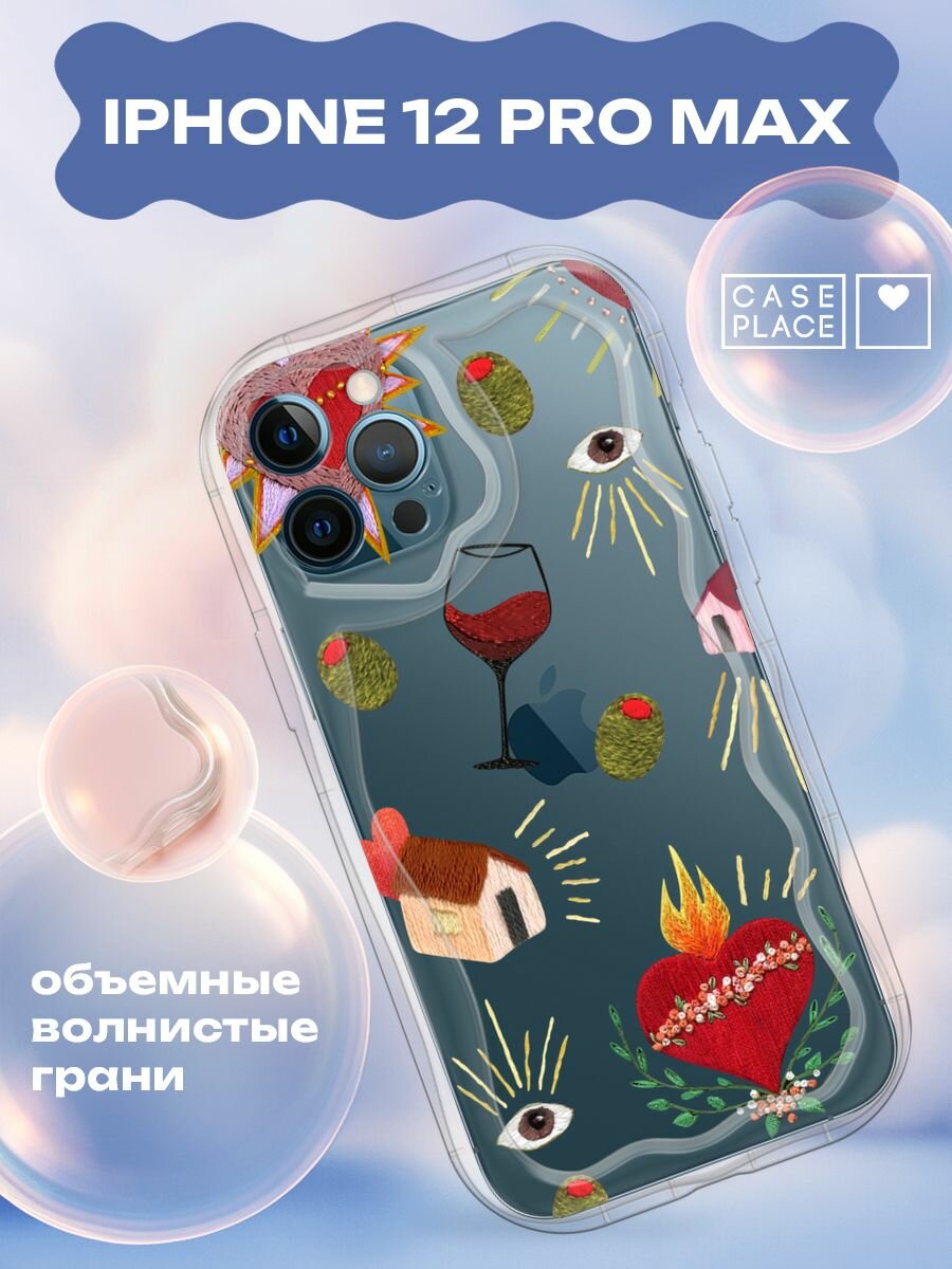 Чехол на Apple iPhone 12 Pro Max / Айфон 12 Про Макс с принтом "Ниточный коллаж"