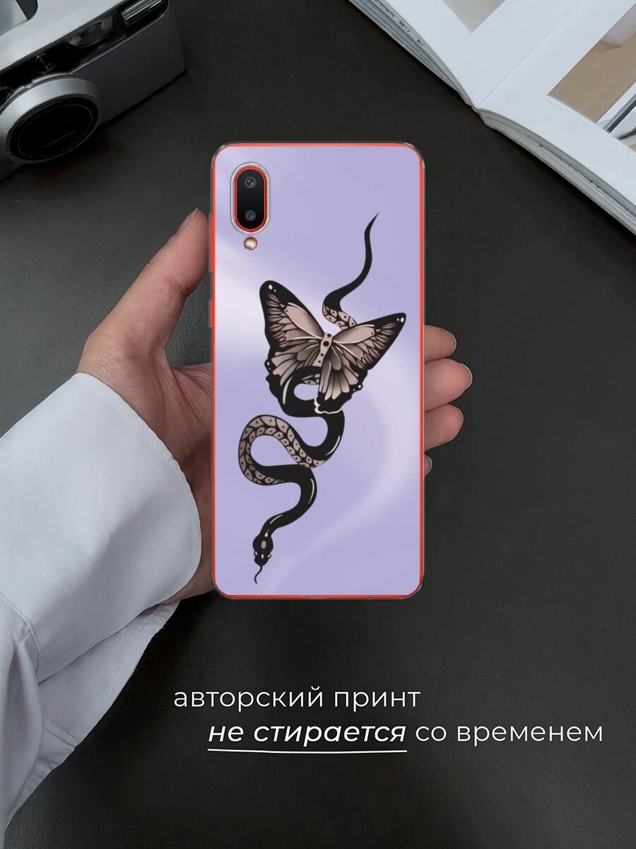 Чехол на Samsung Galaxy A02 / Самсунг Галакси А02 с принтом "Змеебабочка 1" — фото 1