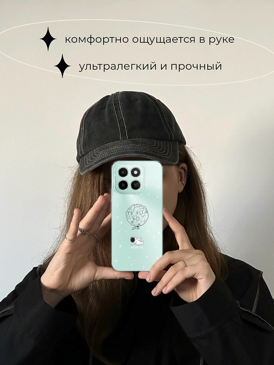 Чехол на Honor X6c / Хонор X6c с принтом "Лунный полет", прозрачный — фото 1