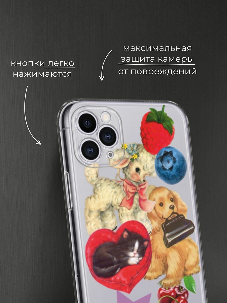 Чехол на Apple iPhone 11 Pro / Айфон 11 Про с принтом "Милые стикеры", прозрачный — фото 1