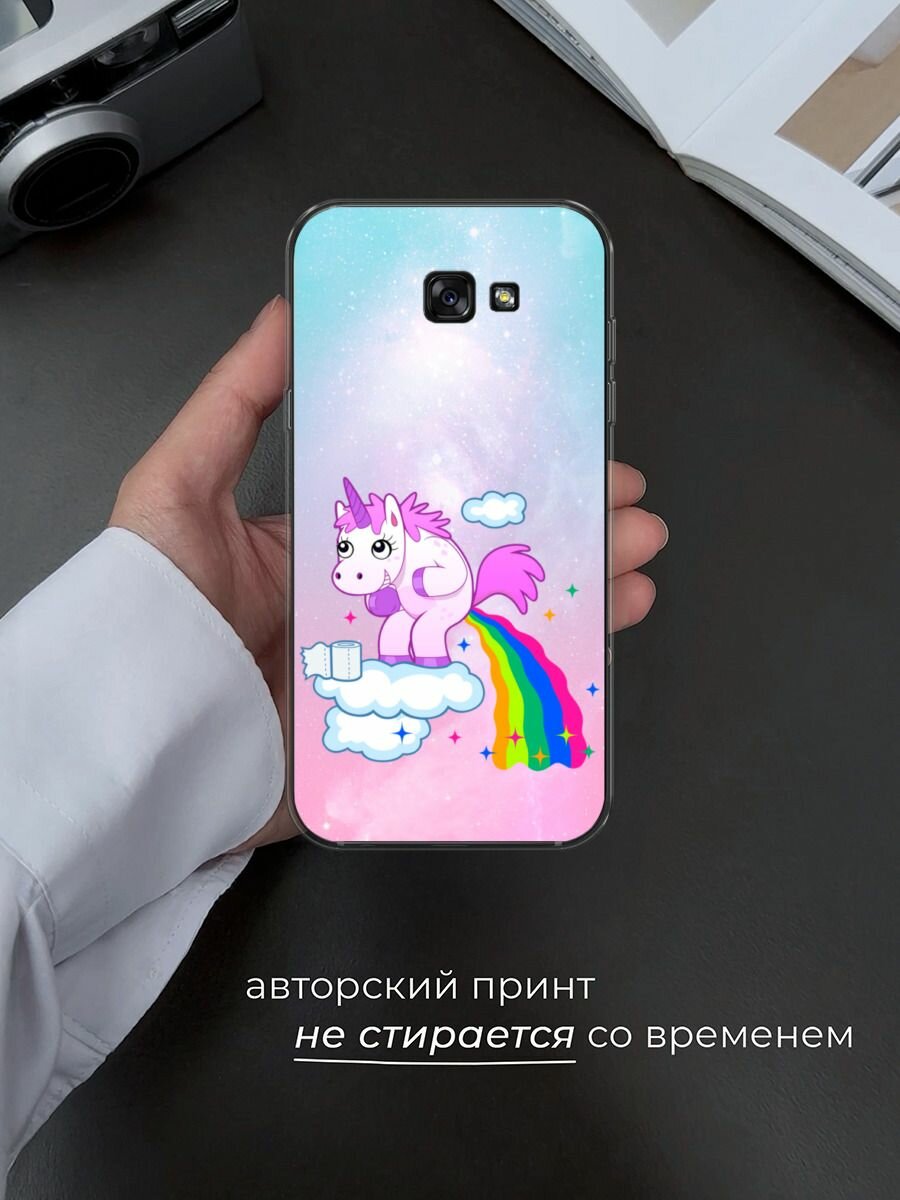 Чехол на Samsung Galaxy A7 2017 / Самсунг Галакси А7 2017 с принтом "Единорог какает" — фото 1