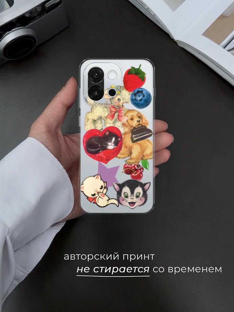 Чехол на OnePlus 13T / Ван Плас 13Т с принтом "Милые стикеры", прозрачный — фото 1