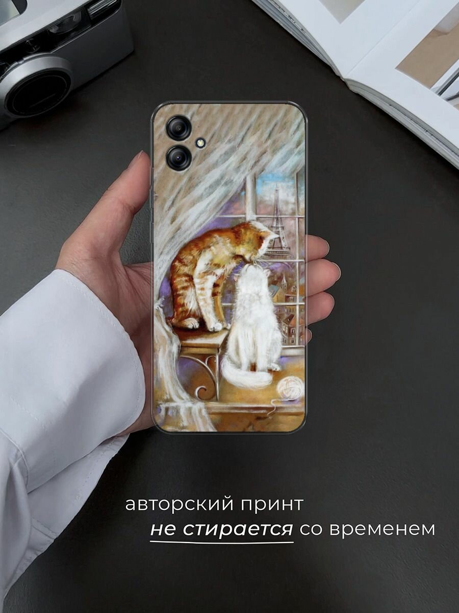 Чехол на Samsung Galaxy A04e / Самсунг A04e с принтом "Влюбленные котики 1" — фото 1