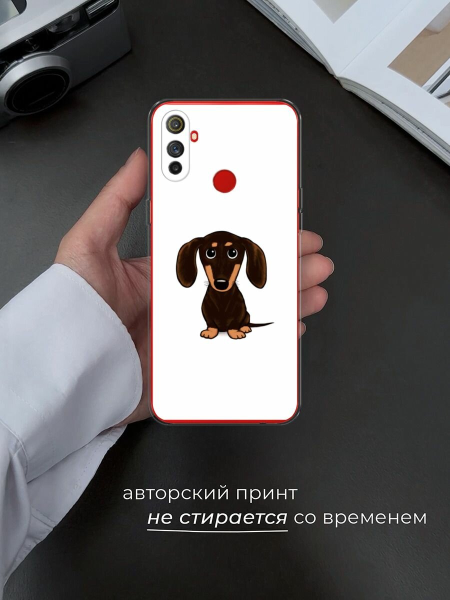 Силиконовый чехол на Realme C3 / Реалми C3 с принтом "Маленькая такса" — фото 1