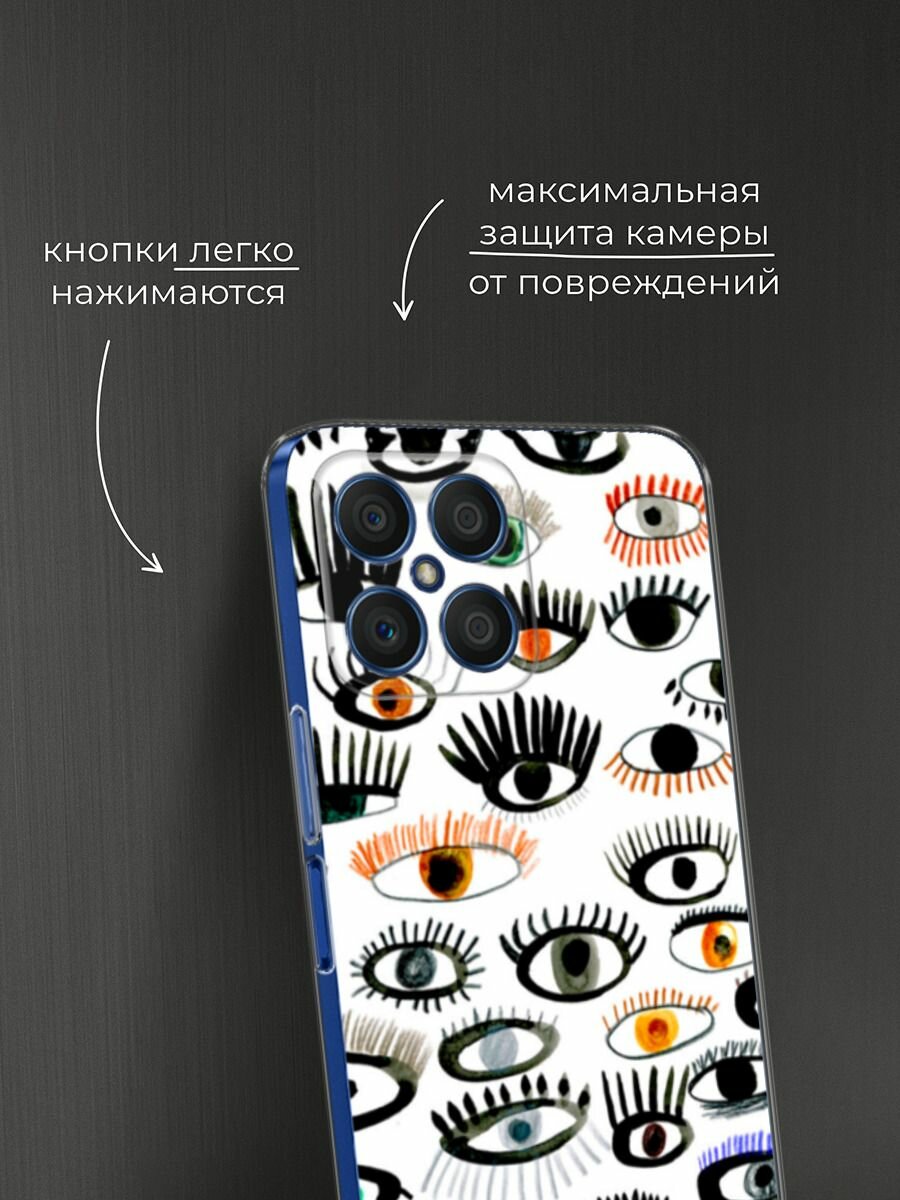 Силиконовый чехол на Honor X8 / Хуавей X8 с принтом "Глаза акварель" — фото 1