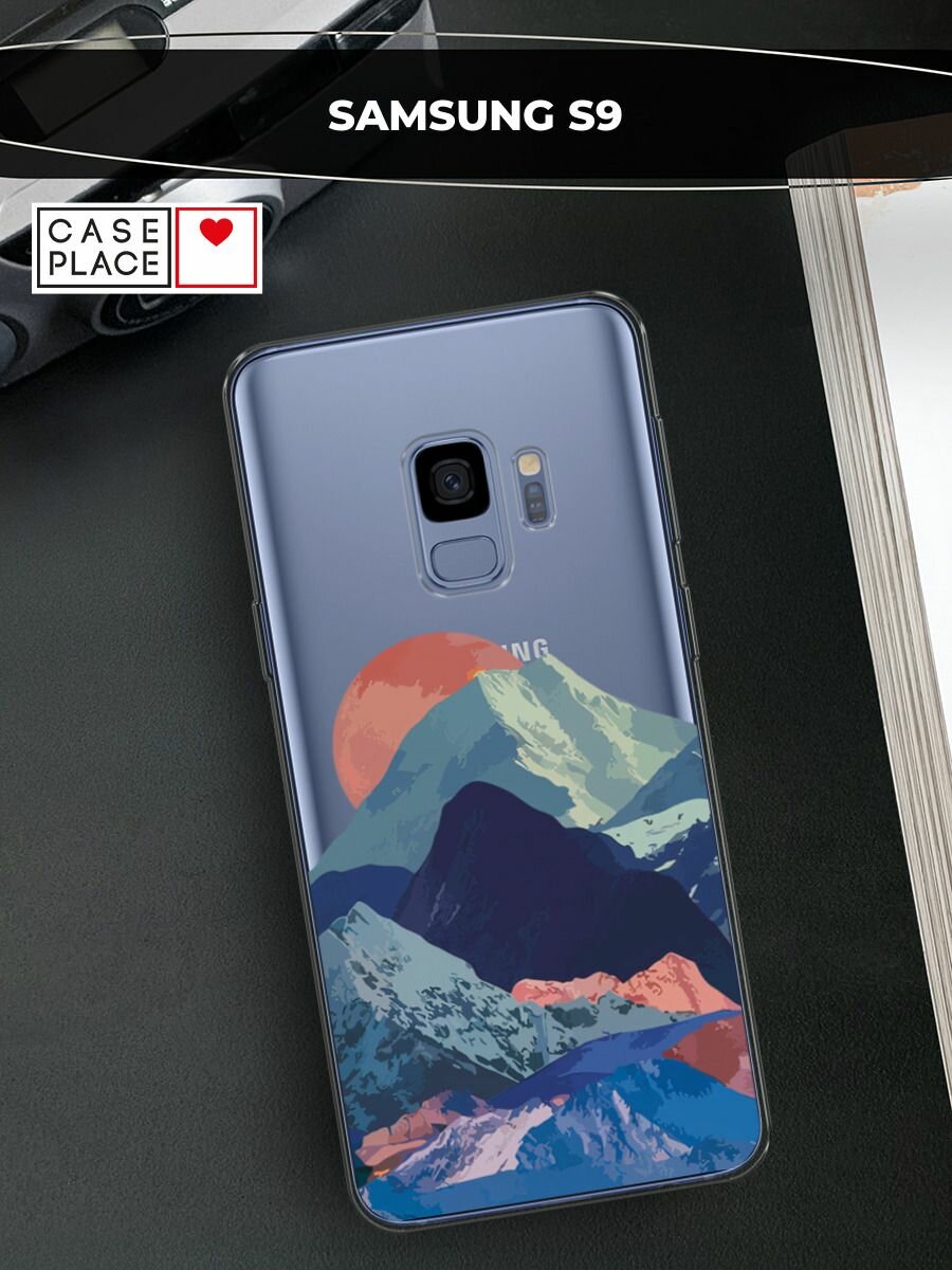 Чехол на Samsung Galaxy S9 / Самсунг Галакси С9 с принтом "Закат в снежных горах", прозрачный