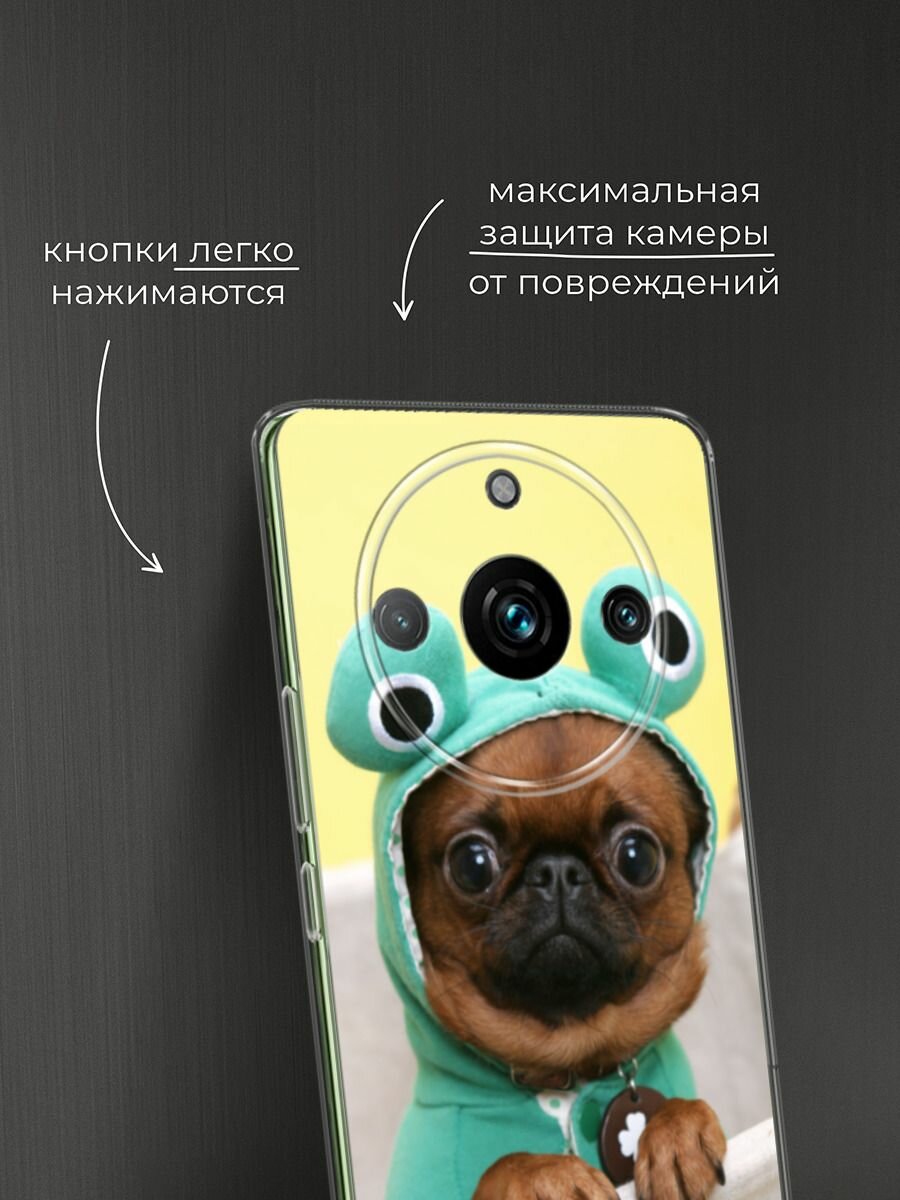 Чехол на Realme 11 Pro / Реалми 11 Про с принтом "Собачка в шапке лягушки" — фото 1