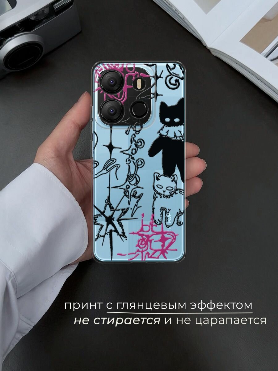 Чехол на Tecno Pop 7 / Текно Поп 7 с принтом "Готические котики" — фото 1