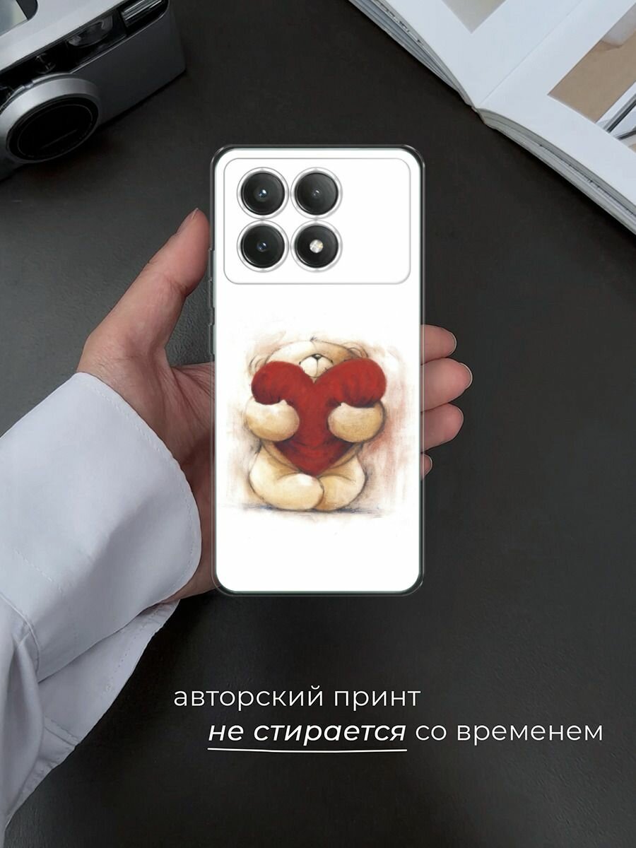Чехол на Xiaomi Poco X6 PRO 5G / Поко X6 Про 5G с принтом "Мишка с сердцем 1" — фото 1